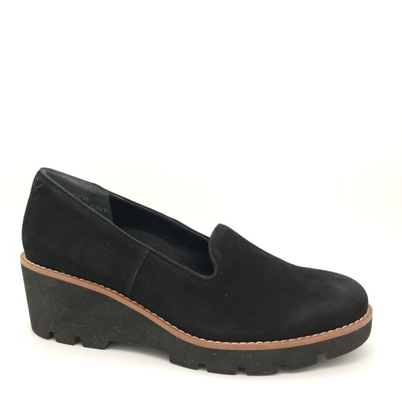 Vionic | Shoes | New Vionic Willa Wedge Loafer Womens 85 Black Suede ...